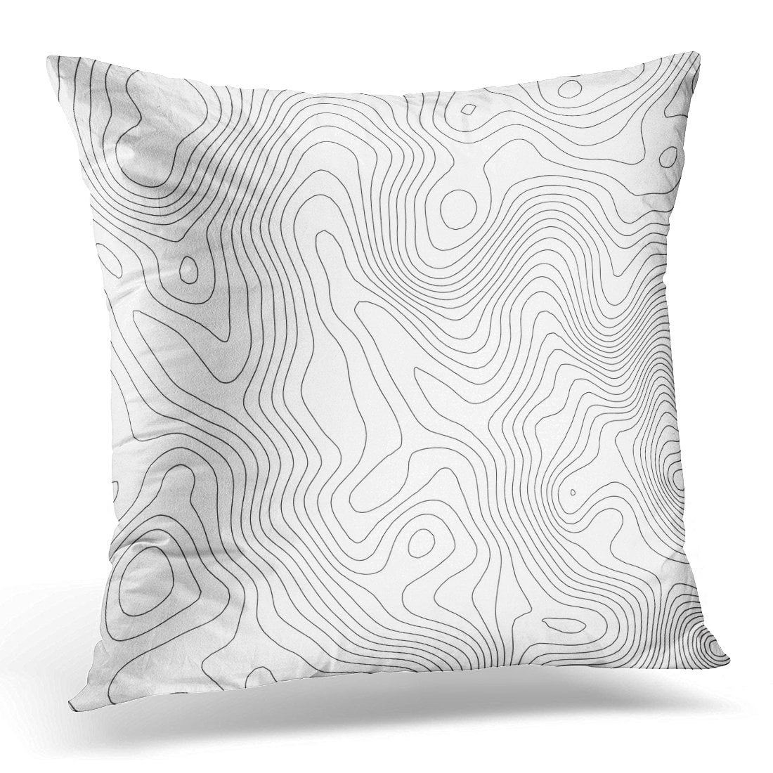 ECCOT Contour White Cartography Topographic Map Concept Abstract Chart Effect Pillowcase Pillow ...