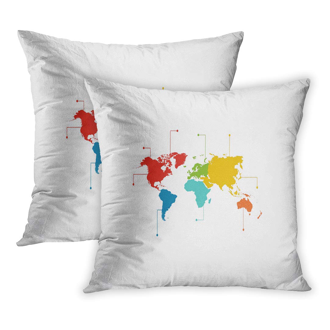 ECCOT Flat World Map Continents Infographic Location Globe Outline ...