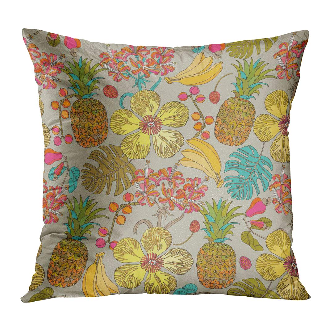 ECCOT Green Bananas Tropical Exotic Fruits and Flowers Pink Beach ...