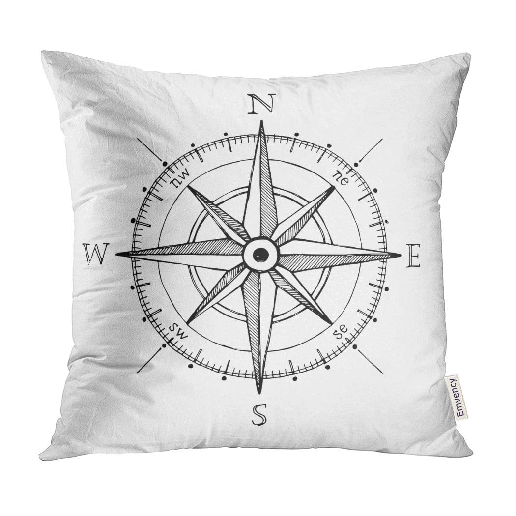 ECCOT Map Wind Rose Old Drawn Hand Vintage North Pillow Case Pillow ...