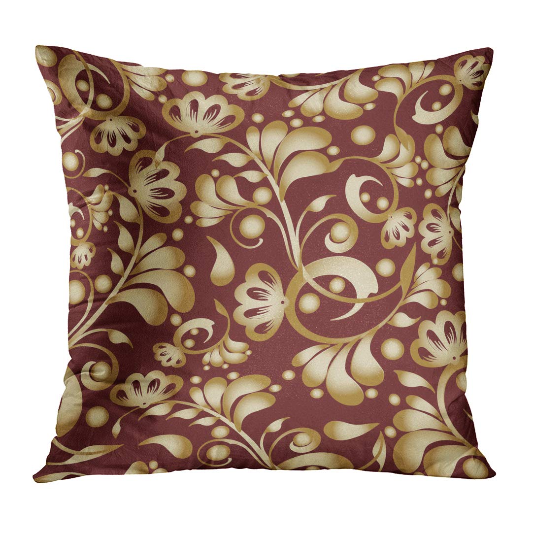 ECCOT Pattern Floral Dark Red Baroque Damask Gold Vintage 3D Paisley ...