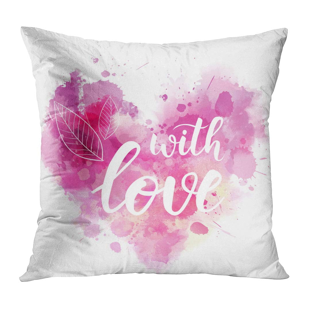 ECCOT Pink Abstract Watercolor Imitation Valentines Day Heart Text ...