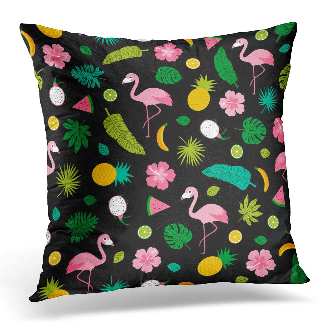 ECCOT Pink Banana Cute Tropical with Flamingo Hibiscus Botanical Leaf ...