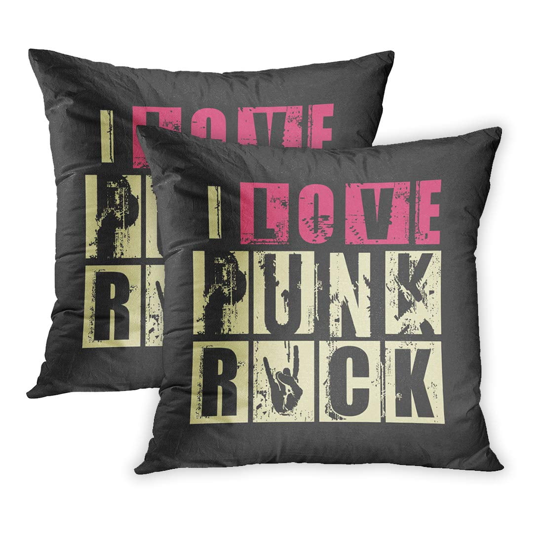 ECCOT Pink Emo Letters I Love Punk Rock Guitar Abstract Black Border ...