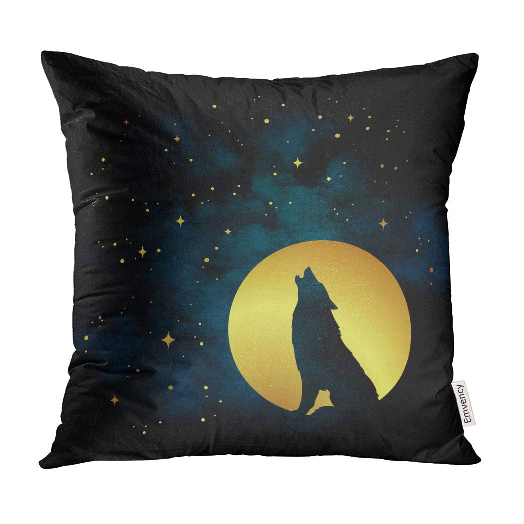 ECCOT Silhouette of Wolf Howling at The Full Moon Pagan Totem Wiccan ...