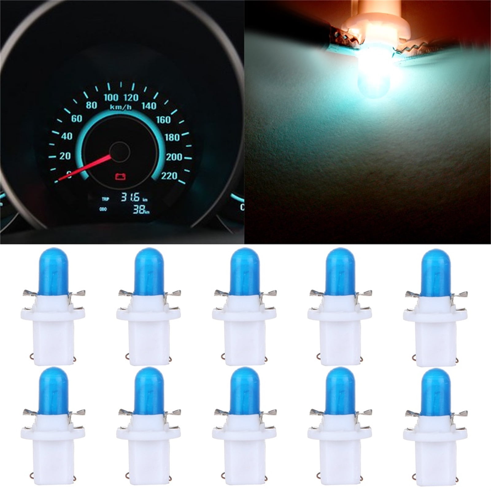 ECCPP 10x Instrument Cluster Dash Panel Lights B8.5D Neo Wedge Ice Blue ...