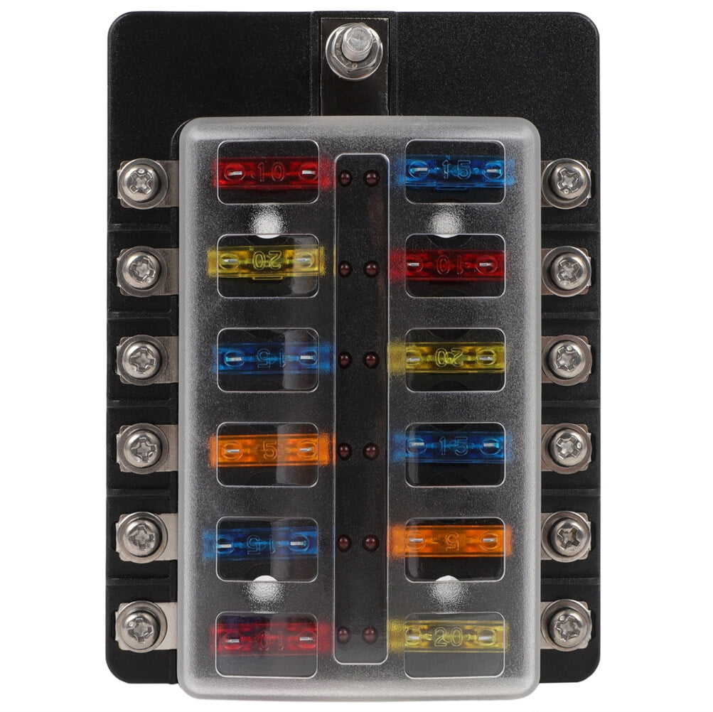 ECCPP 12V 12-WAY Blade ATO/ATC/ATS Fuse Box Use for RV Boat Motorhome ...