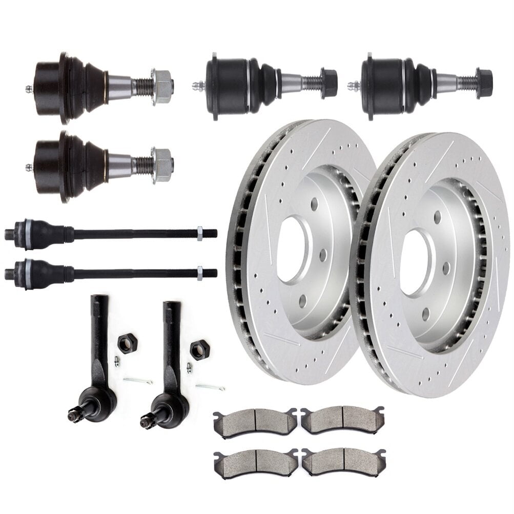 ECCPP - 14PCS Front Tie Rod End Lower Upper Ball Joint Brake Pad Brake ...