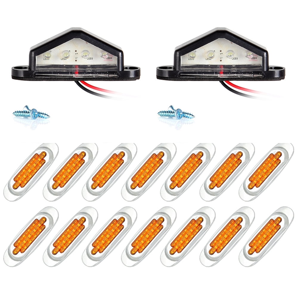 ECCPP 14Pack 6.5” Amber Chrome Side Marker Light and 2Pack 4LED White ...