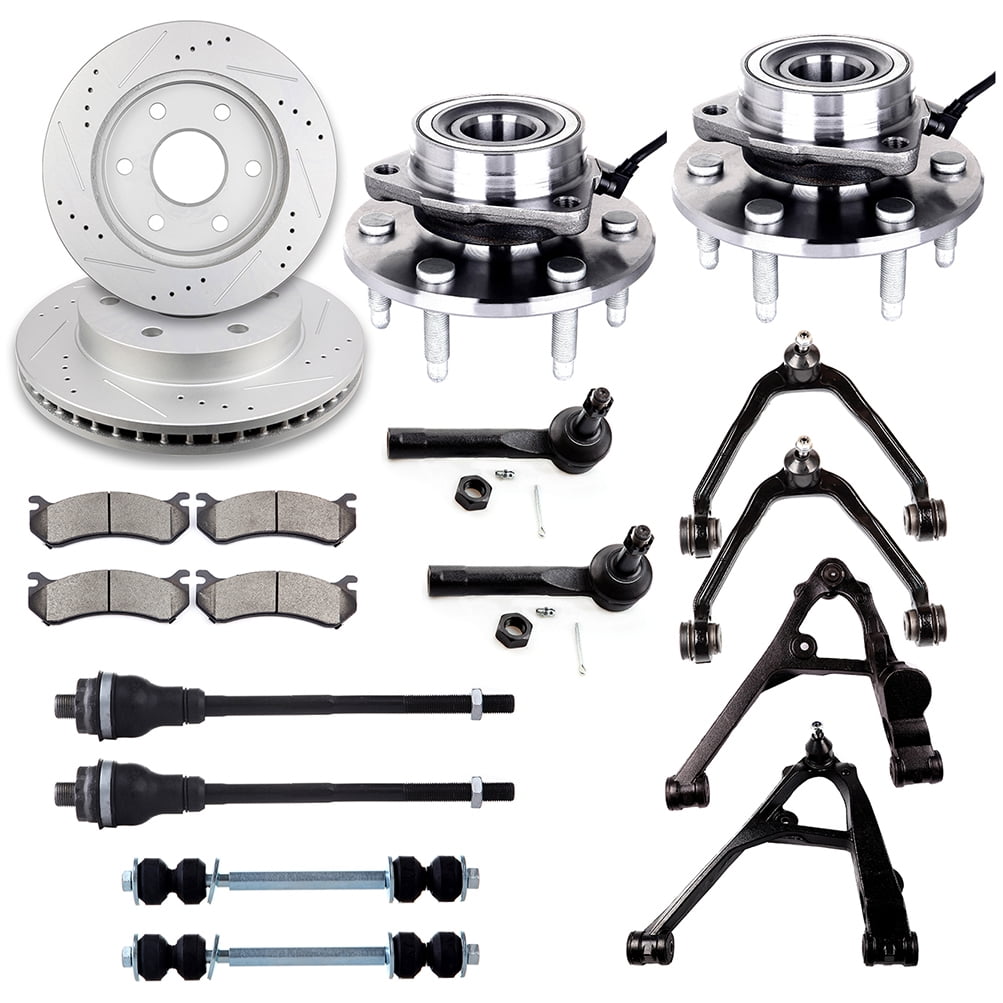 ECCPP - 18PC Front Upper Lower Control Arm Wheel Hub Brake Kit Sway Bar ...