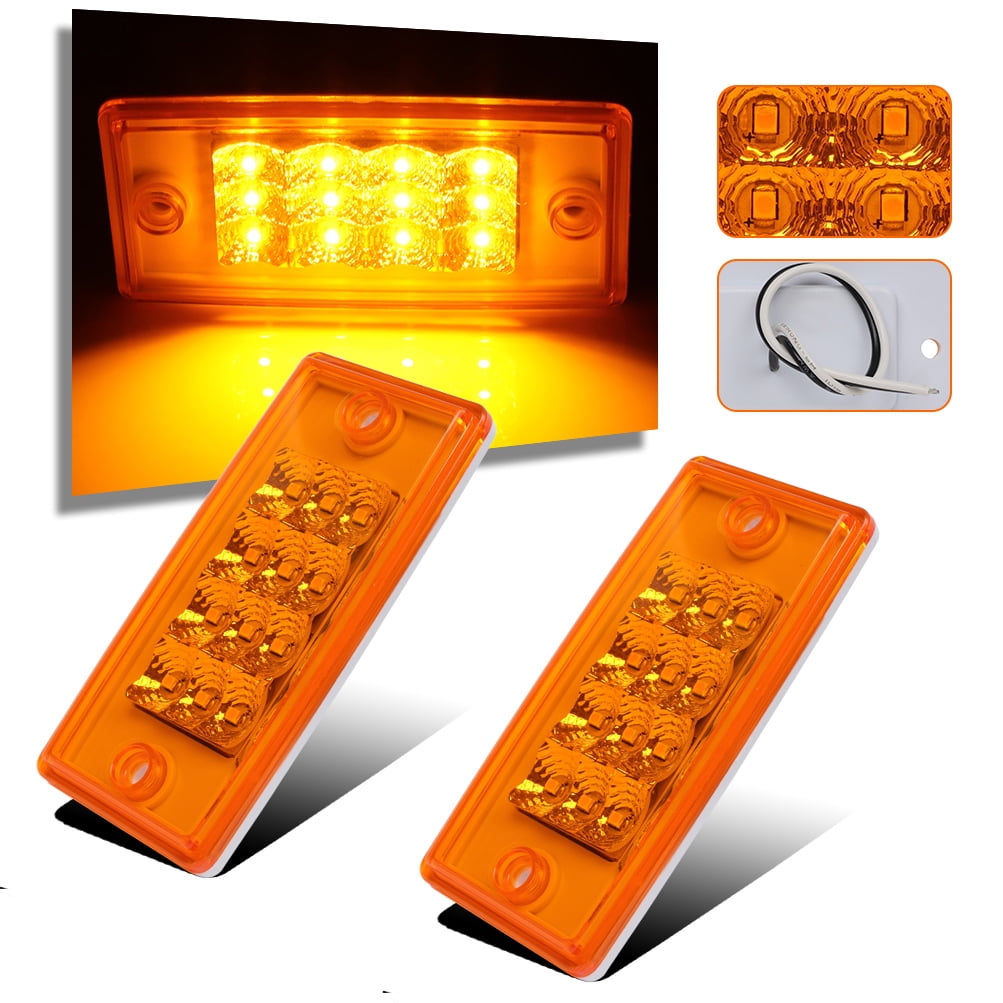 ECCPP 2pcs Amber Lens Amber 12V 12LED Waterproof Side Marker Turn Signal Indicator Light ...