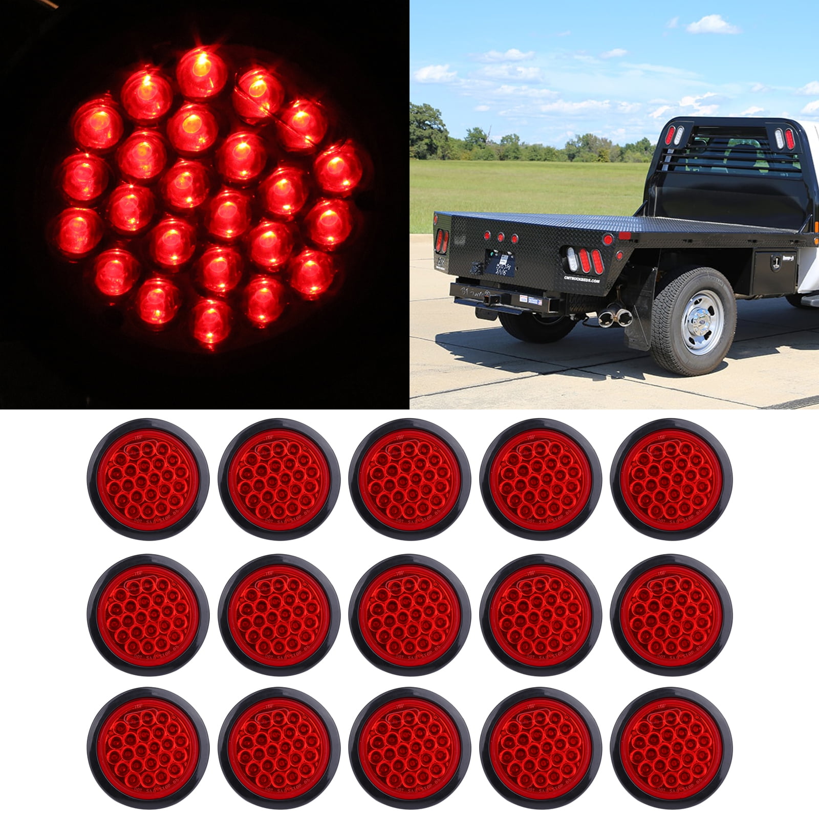 ECCPP 4" Led Marker Lights Red Lights Color Fits For Peterbilt 210 For ...