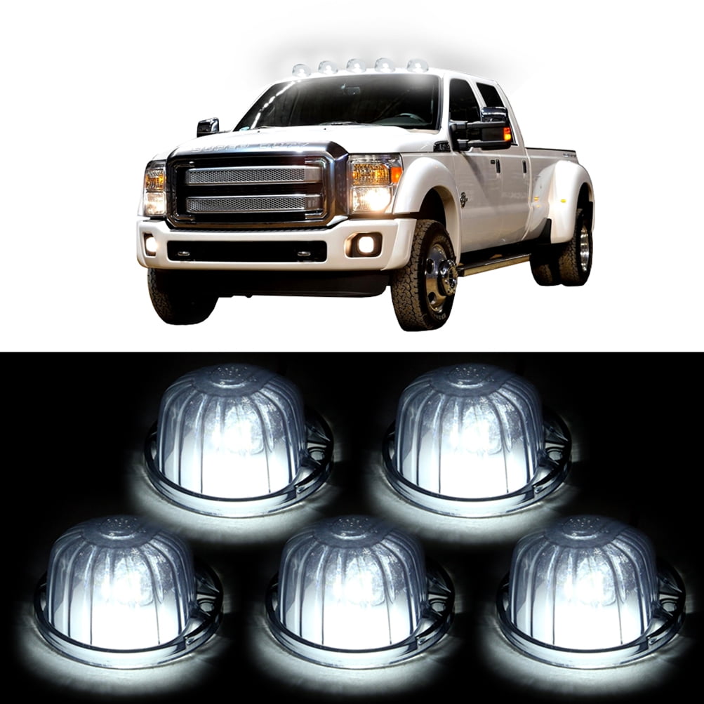 ECCPP 5 Pack 1313A Cab Marker Round Light Smoke Cover + 5730 T10 6000K ...