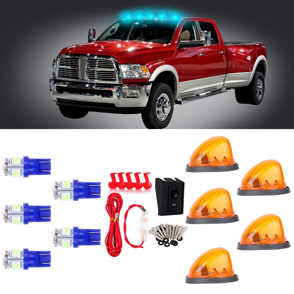 ECCPP 5 Pack Amber 9069A Cab Marker Round Light Lens + Ice Blue 5050 ...