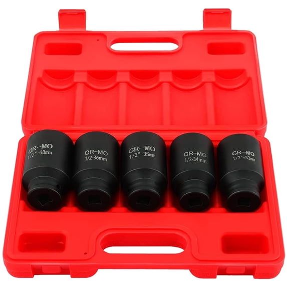 ECCPP 5-Piece 1/2 Inch Deep Spindle Axle Nut Impact Socket Set Drive ...