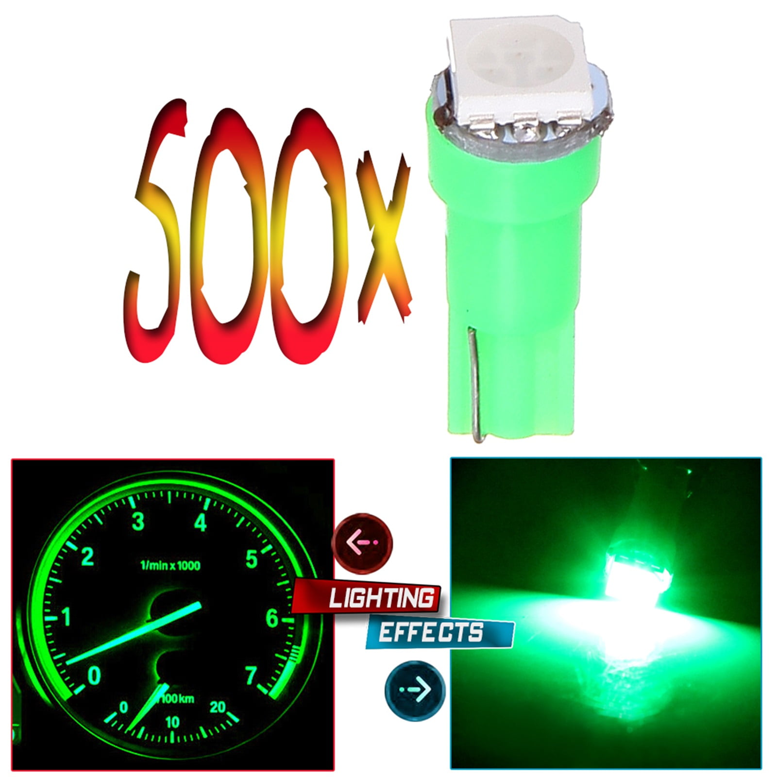 ECCPP 500x Instrument Cluster Dash Panel Lights T5-1-5050-SMD-Green 17 ...