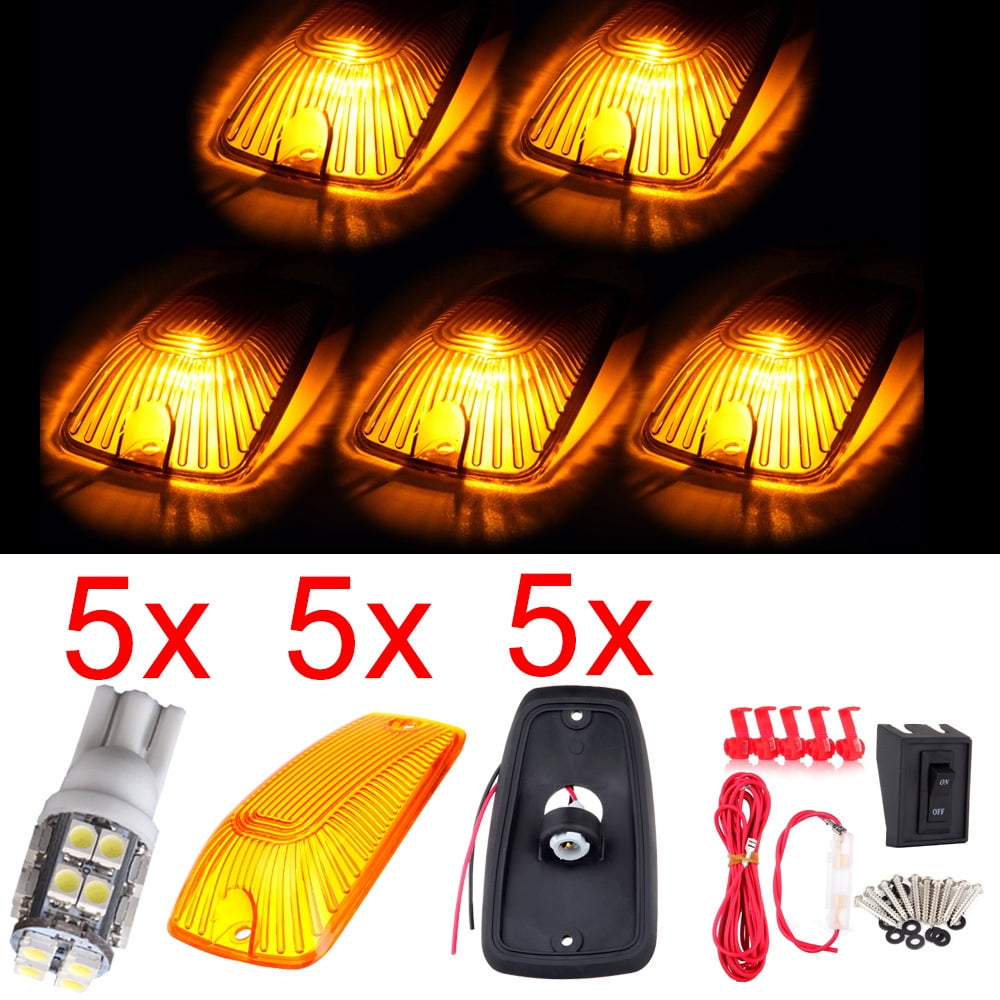 ECCPP 5Pcs Amber Cab Marker Light Assembly +5pcs 20-3528-SMD White LED ...