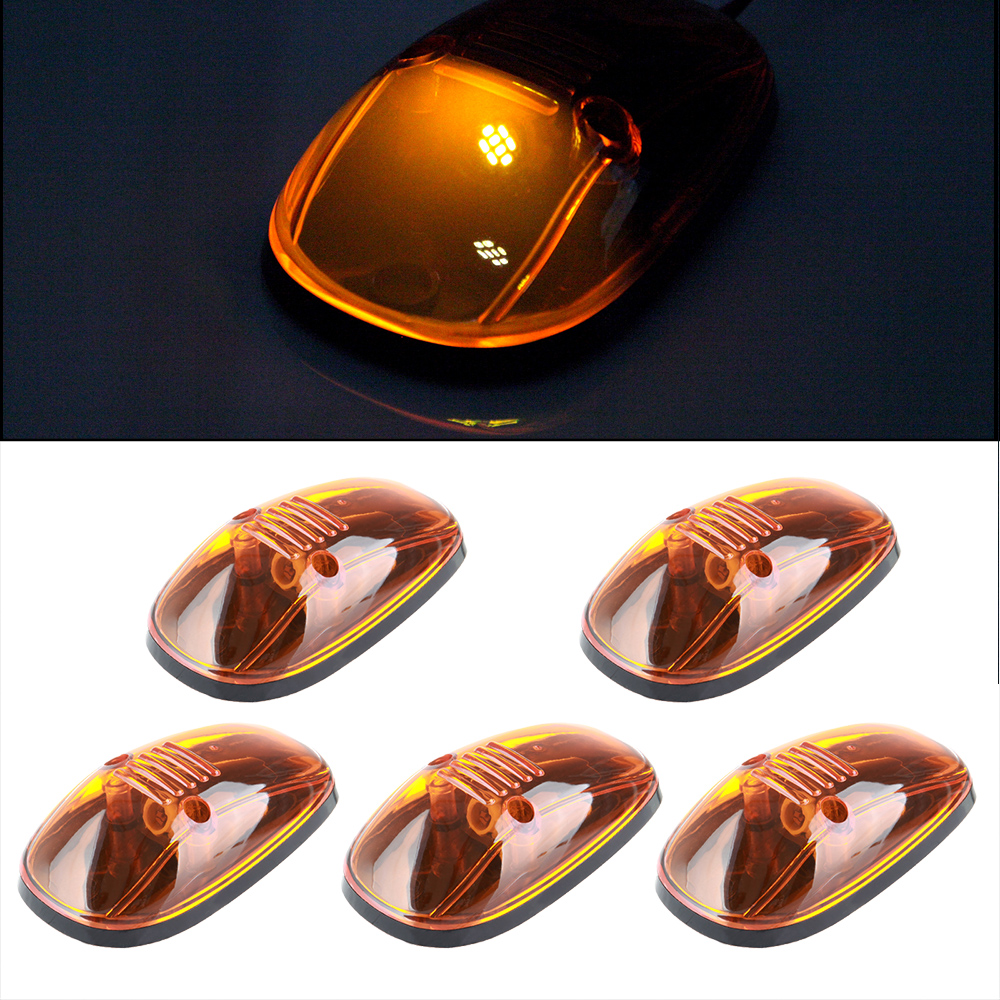 ECCPP 5x Amber LED Cab Roof Marker Clearance Covers + 5x T10 Interior ...