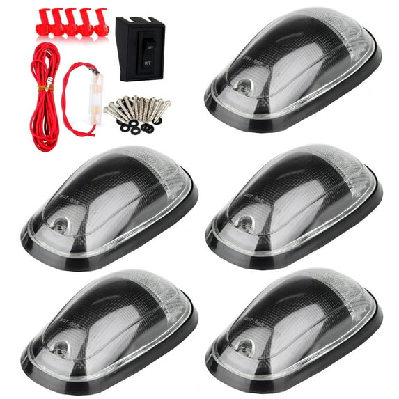 ECCPP 5x Clear Cab Roof Lights Markers Kit w/Amber Built-in LED Bulbs ...