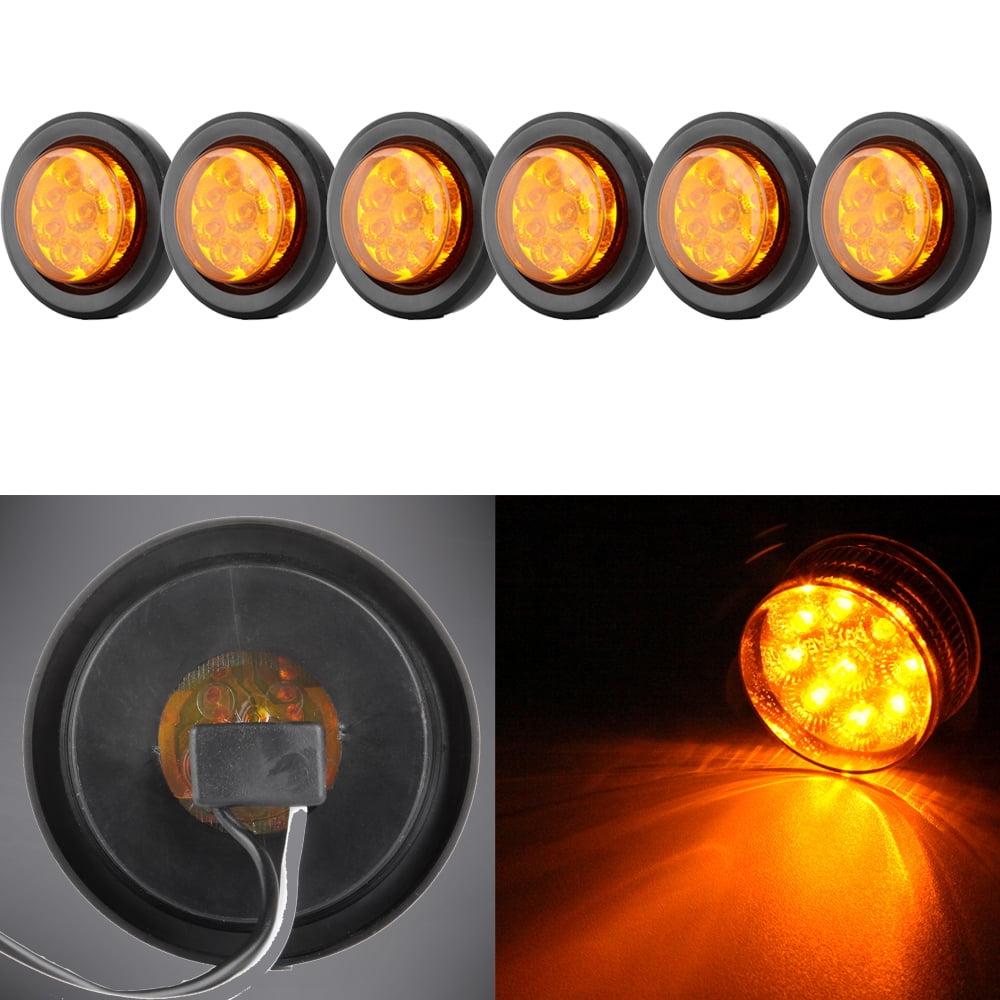 ECCPP 6 PCS Truck Trailer Round Side Marker Light 2" Amber 9 LED ...