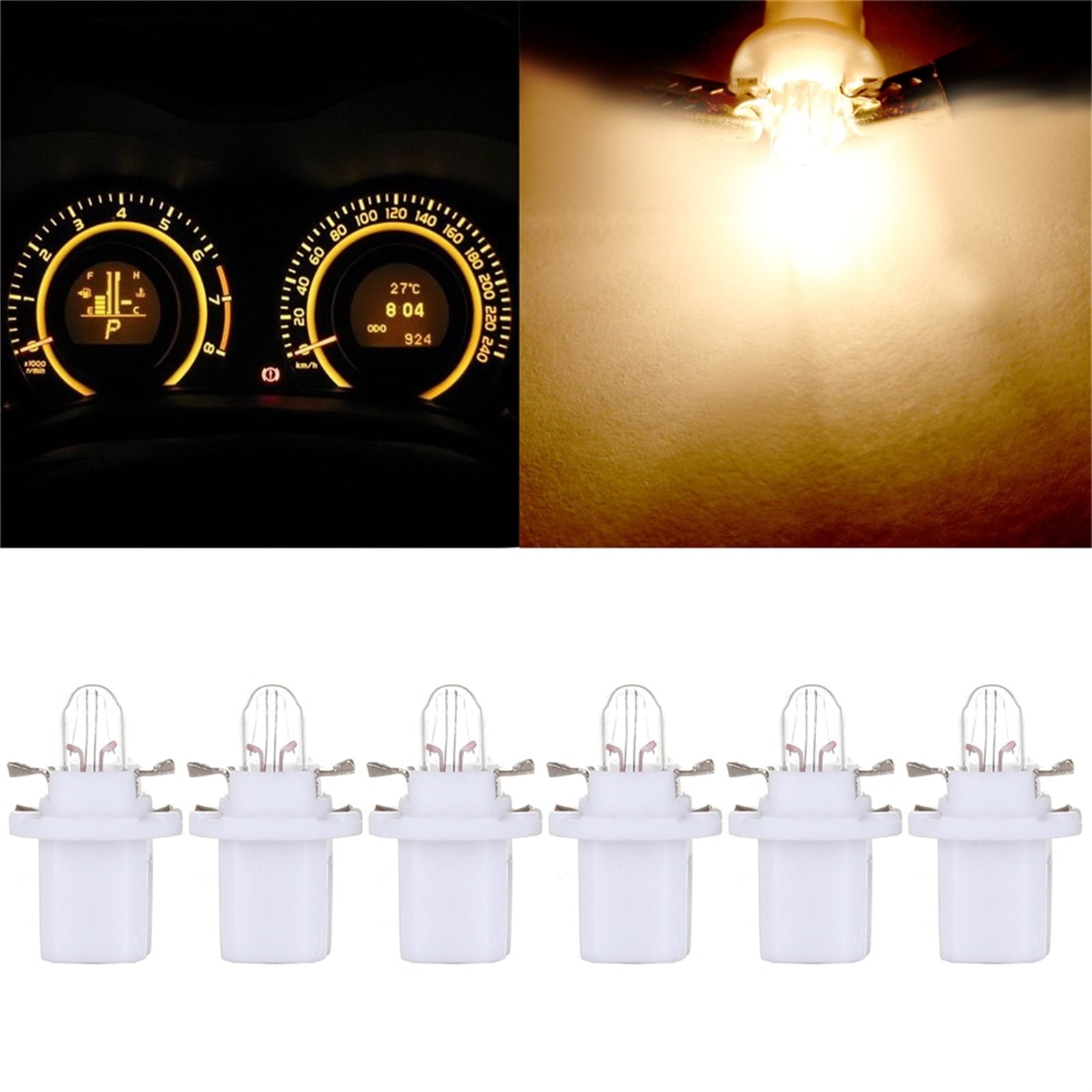 ECCPP 6x Instrument Cluster Dash Panel Lights B8.5D Neo Wedge Warm ...