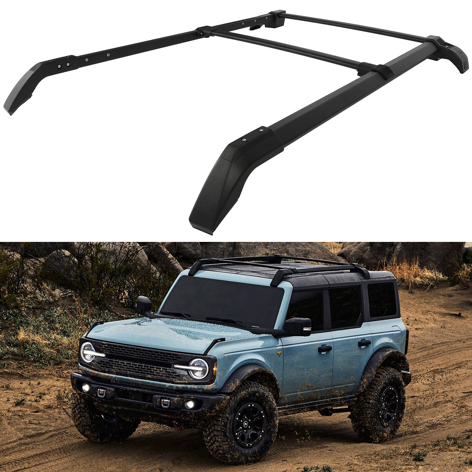 ECCPP Black Roof Rack Cross Bars+Side Rails Fits For Ford Bronco 2021 ...