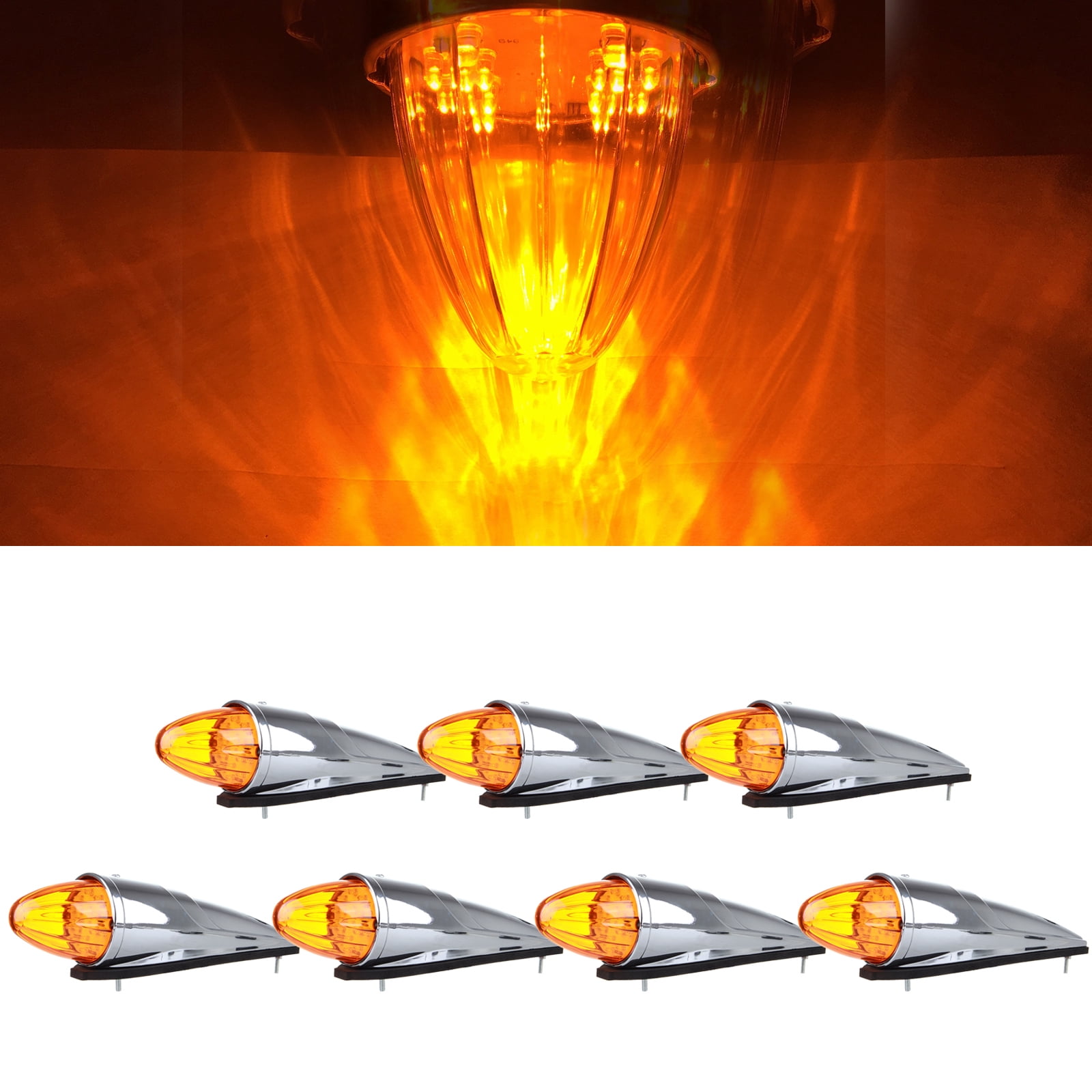 ECCPP Cab Marker Light 7X Amber 17LED Chrome Torpedo Cab Marker ...