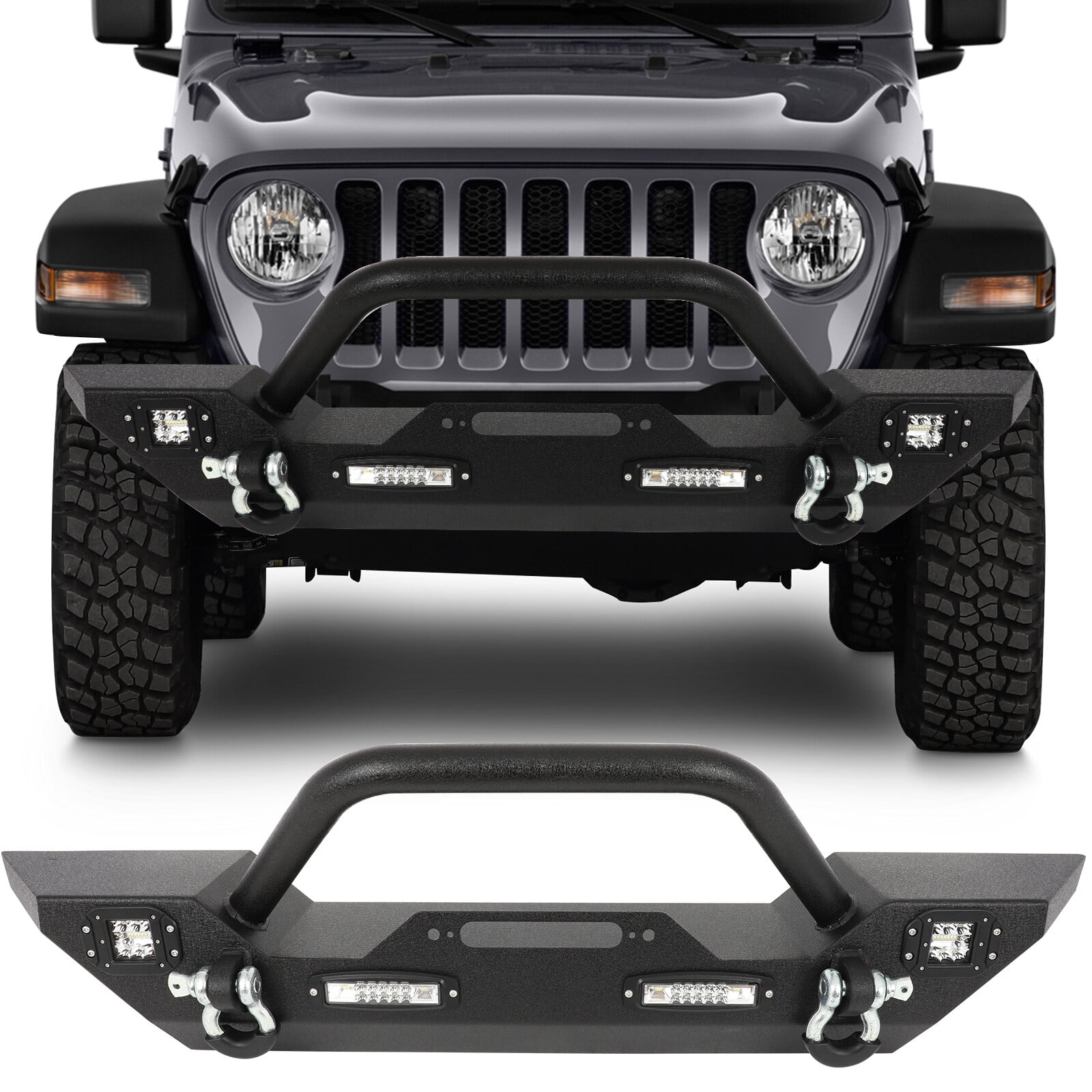 ECCPP Front Bumper Textured Black Fits For 2007-2022 For Wrangler JK/JL ...