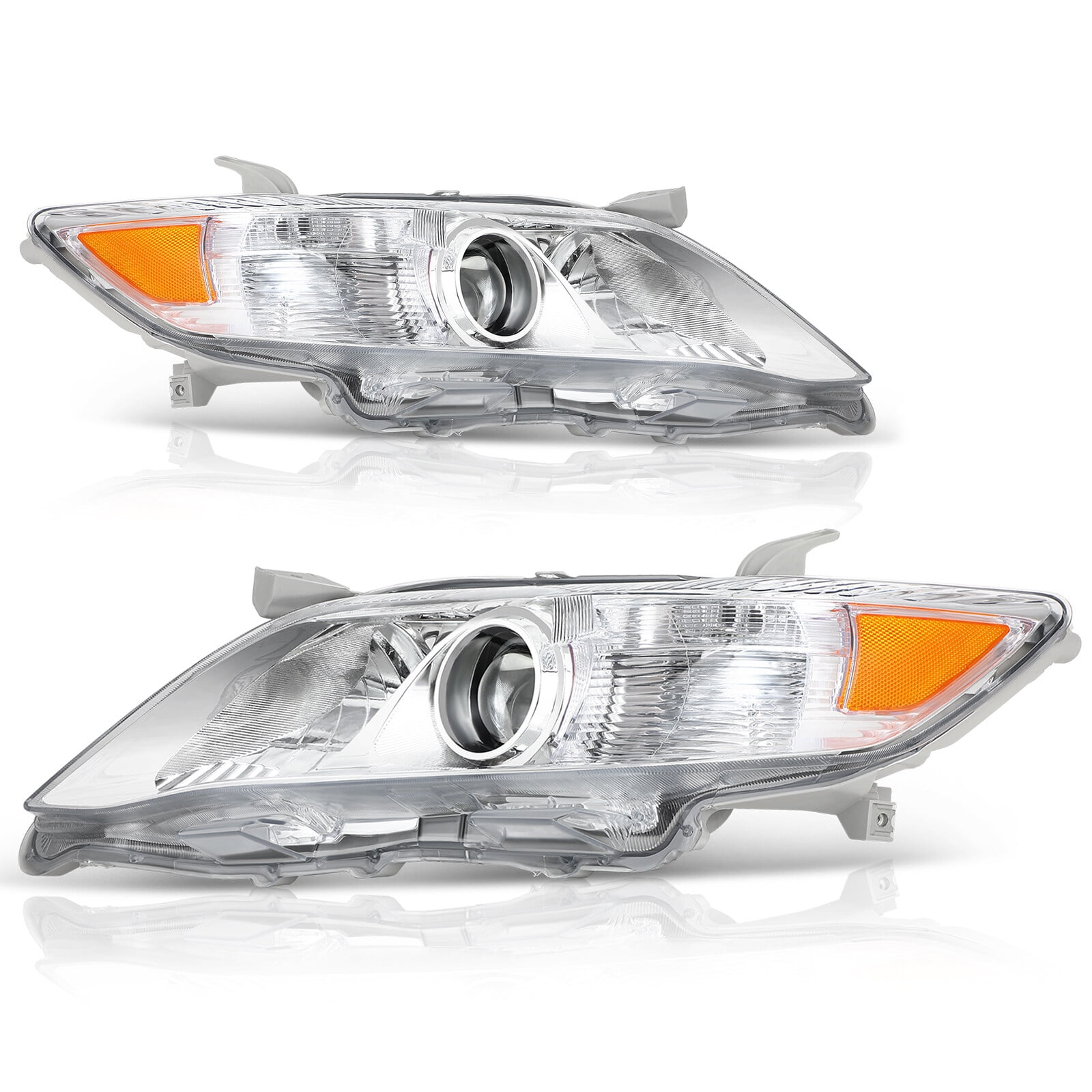 ECCPP Headlight Assembly Chrome Housing Amber Reflector Clear Lens For ...