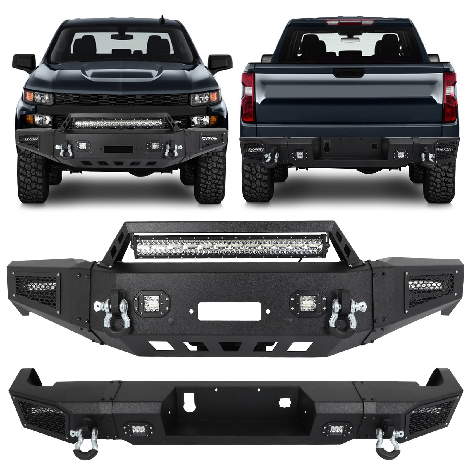 ECCPP Heavy Duty Front and Rear Bumper Fit for 2019-2021 for Chevrolet ...