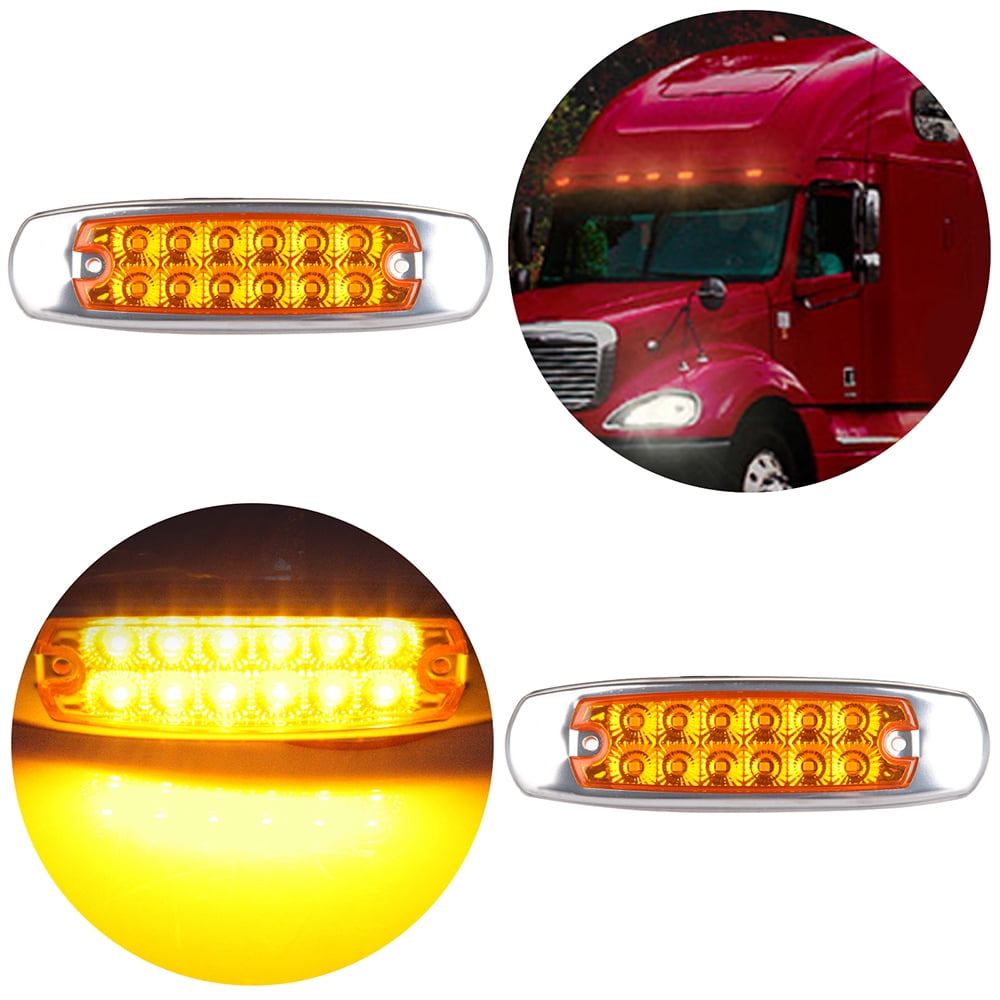 ECCPP Marker Light Universal 12LED 2PCS 6.15” Red Round Side Marker ...