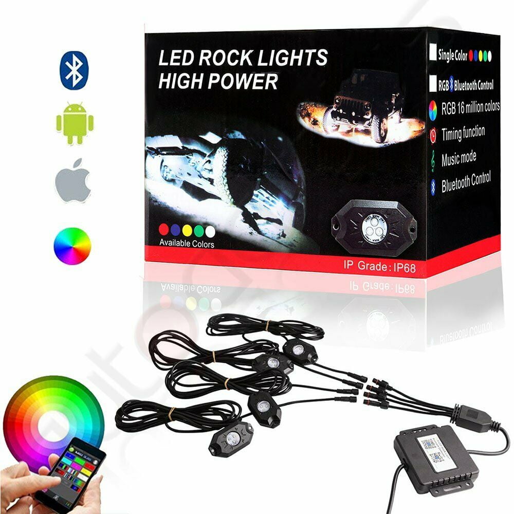 ECCPP OCPTY 4x Pod RGB LED Rock Light Wireless Bluetooth Music ...