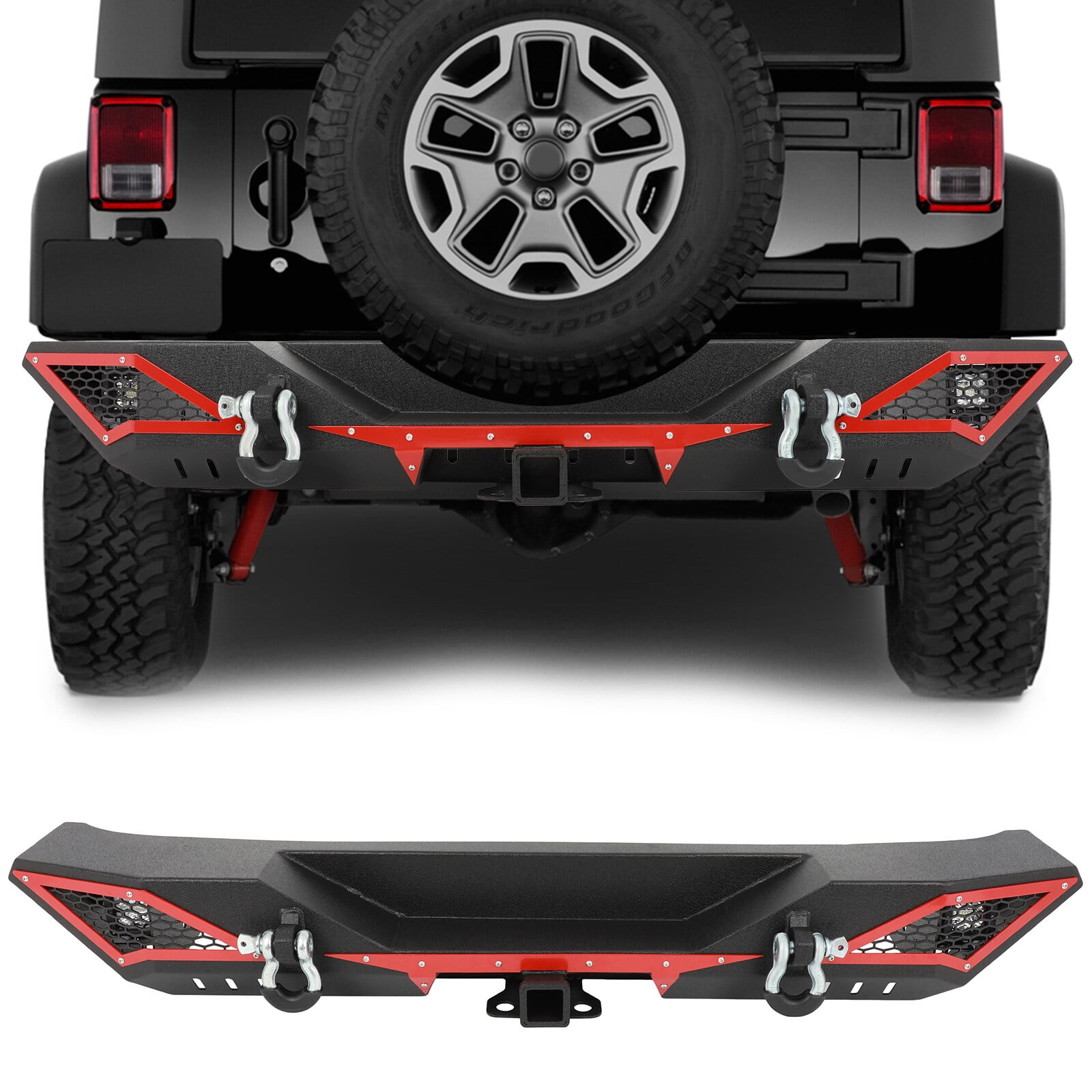 ECCPP Rear Bumper Textured Black Fits For 2007-2018 For Wrangler JK/JKU ...