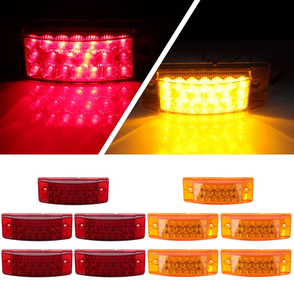 ECCPP Rectangle Truck Trailer Amber Led Side Marker Lights Red Amber ...