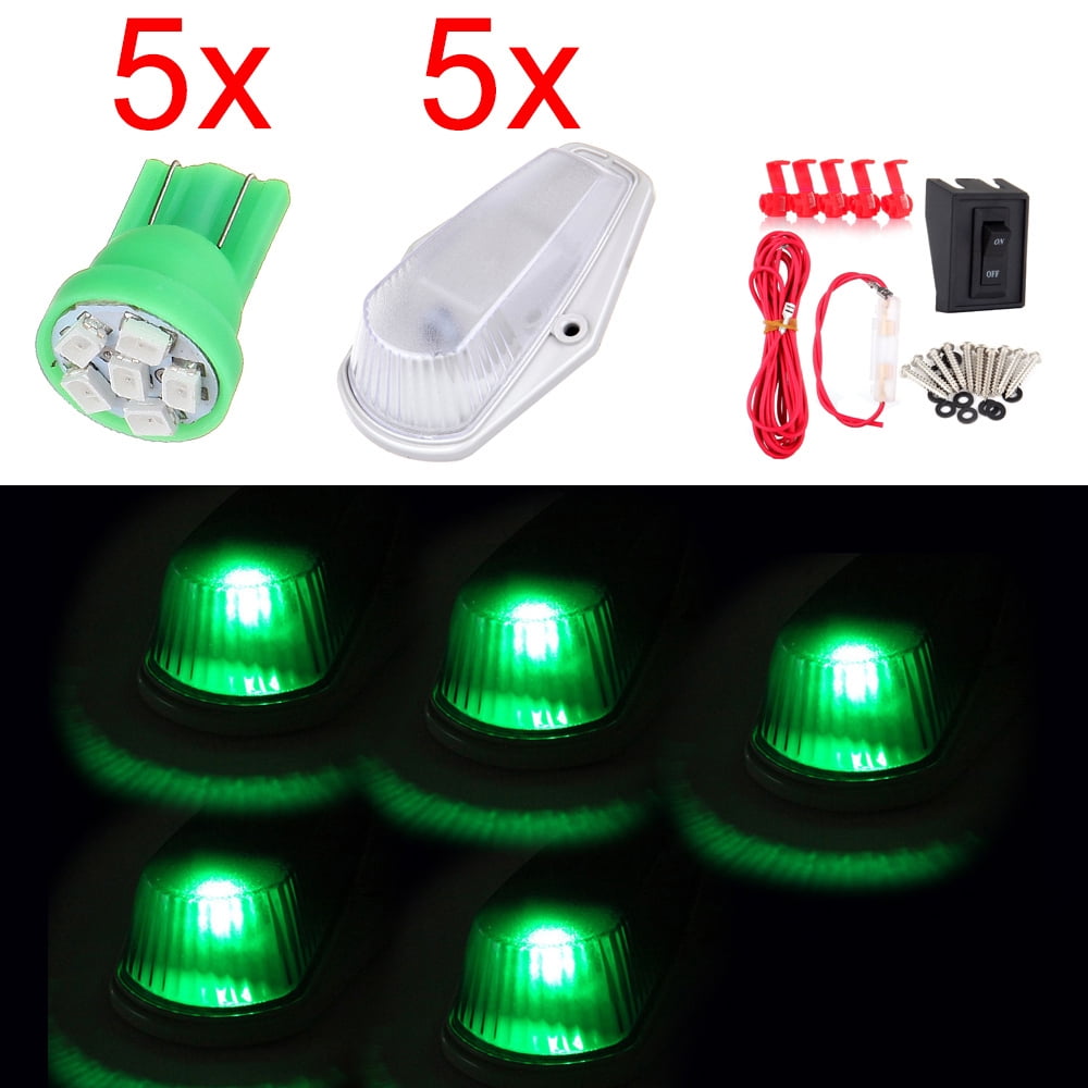 ECCPP Set of 5 Green LED Clear Cab Marker Clearance Running light with ...