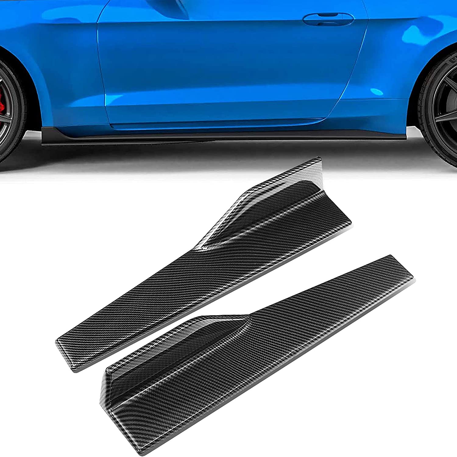 ECCPP Side Skirts Fits Universal Vehicles Carbon Fiber Style Side Skirt Rocker Modified 17.75" 4 ...