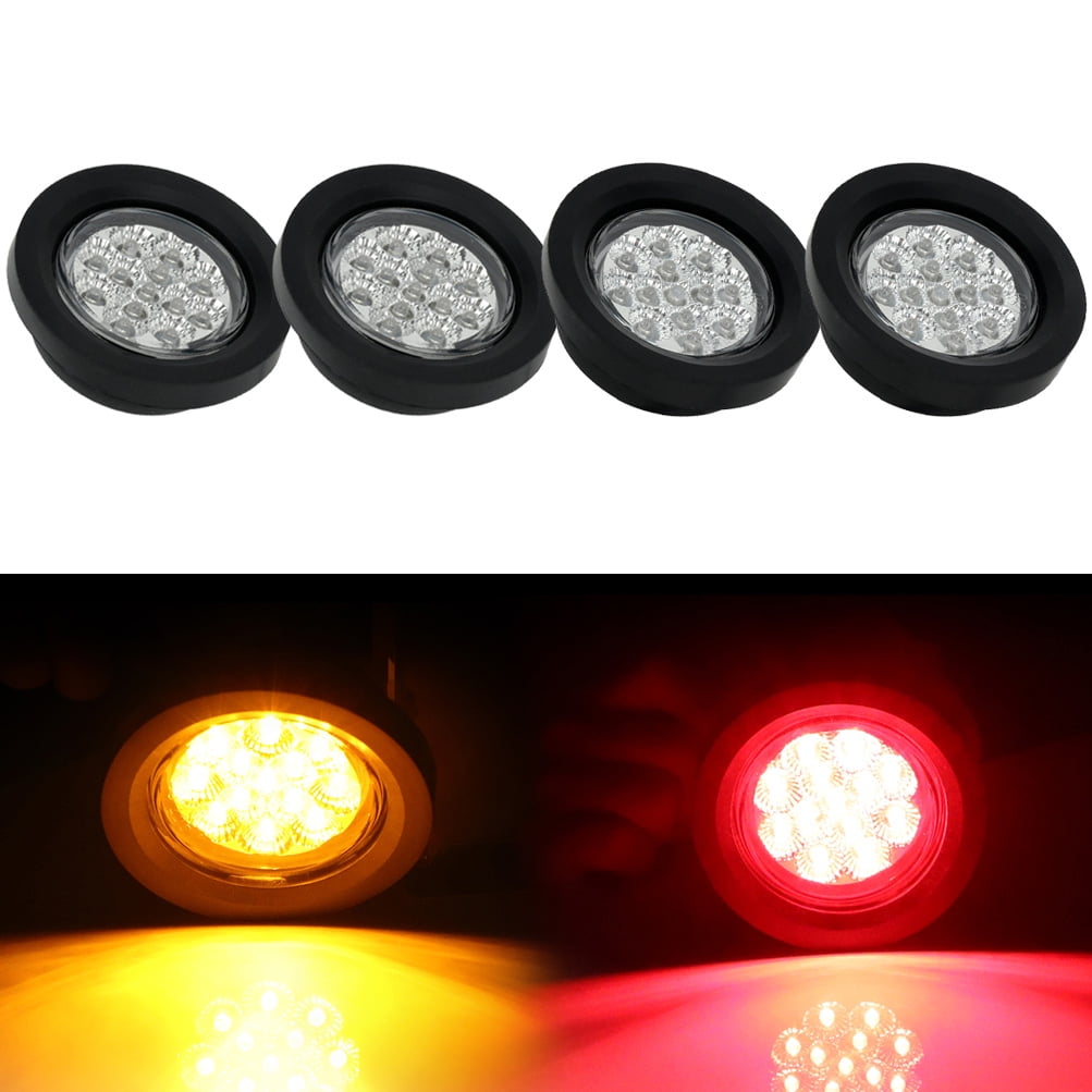 ECCPP Universal 2Pack 2.5â€ 13LED Red/Yellow Stop Turn Signal Lamp w ...