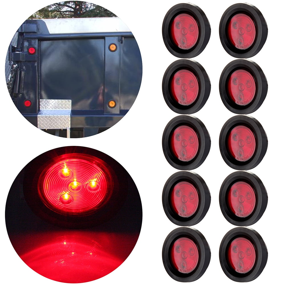ECCPP Universal 4LED 10 Pack 2.5” Red Round Side Marker Light fit for ...