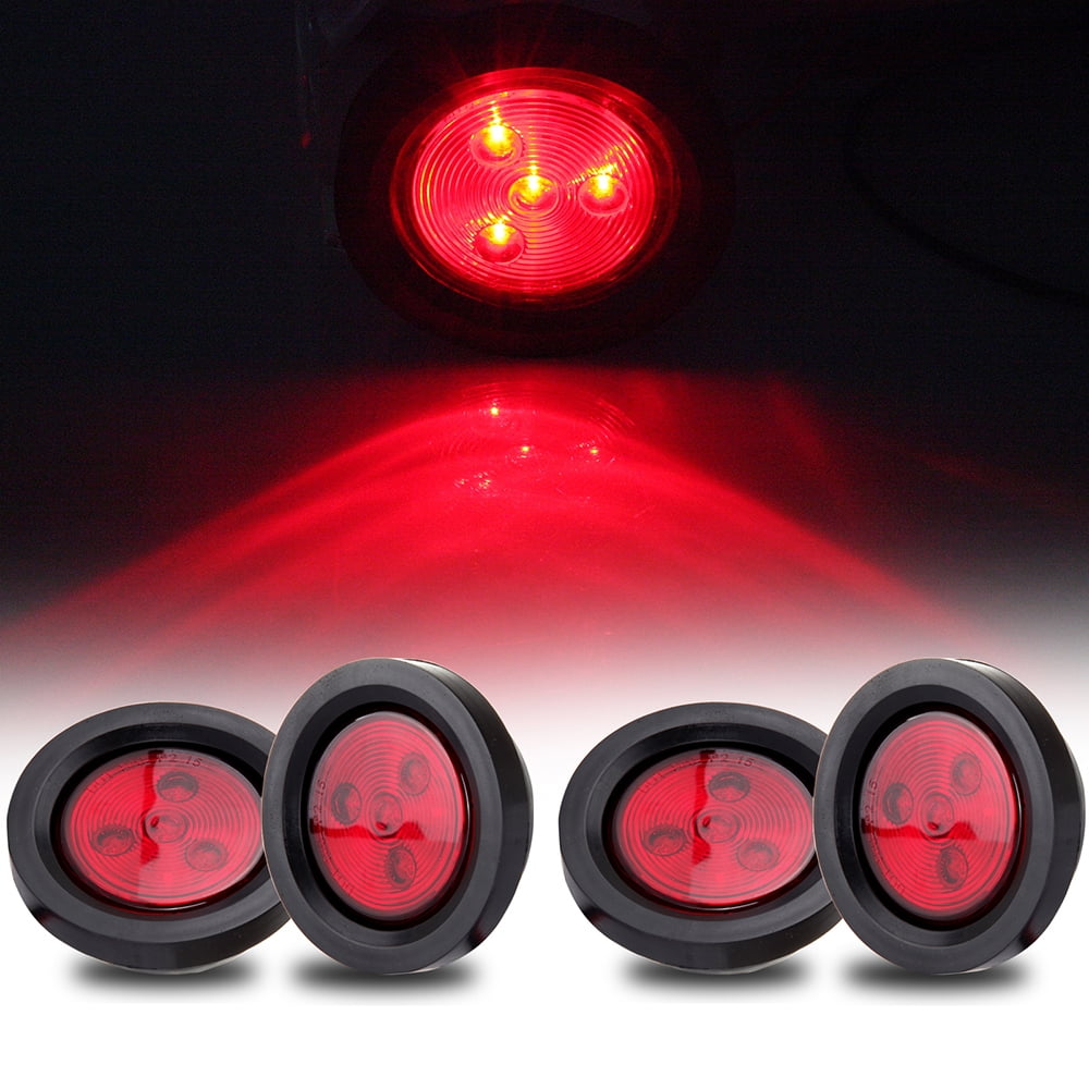 ECCPP Universal 4LED 4 Pack 2.5” Red Round Side Marker Light fit for ...