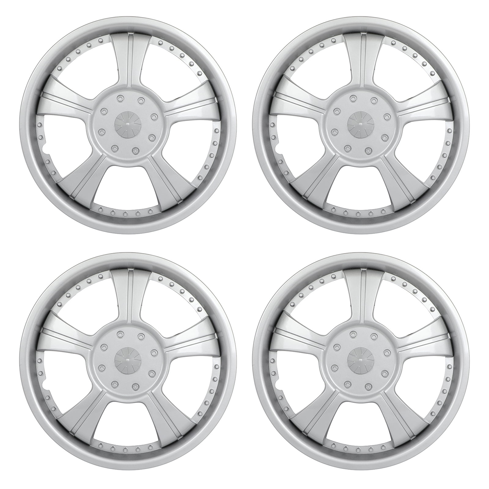 ECCPP Universal Wheel Cover ABS Wheel Skins Set 13" Silver Hub Caps ...