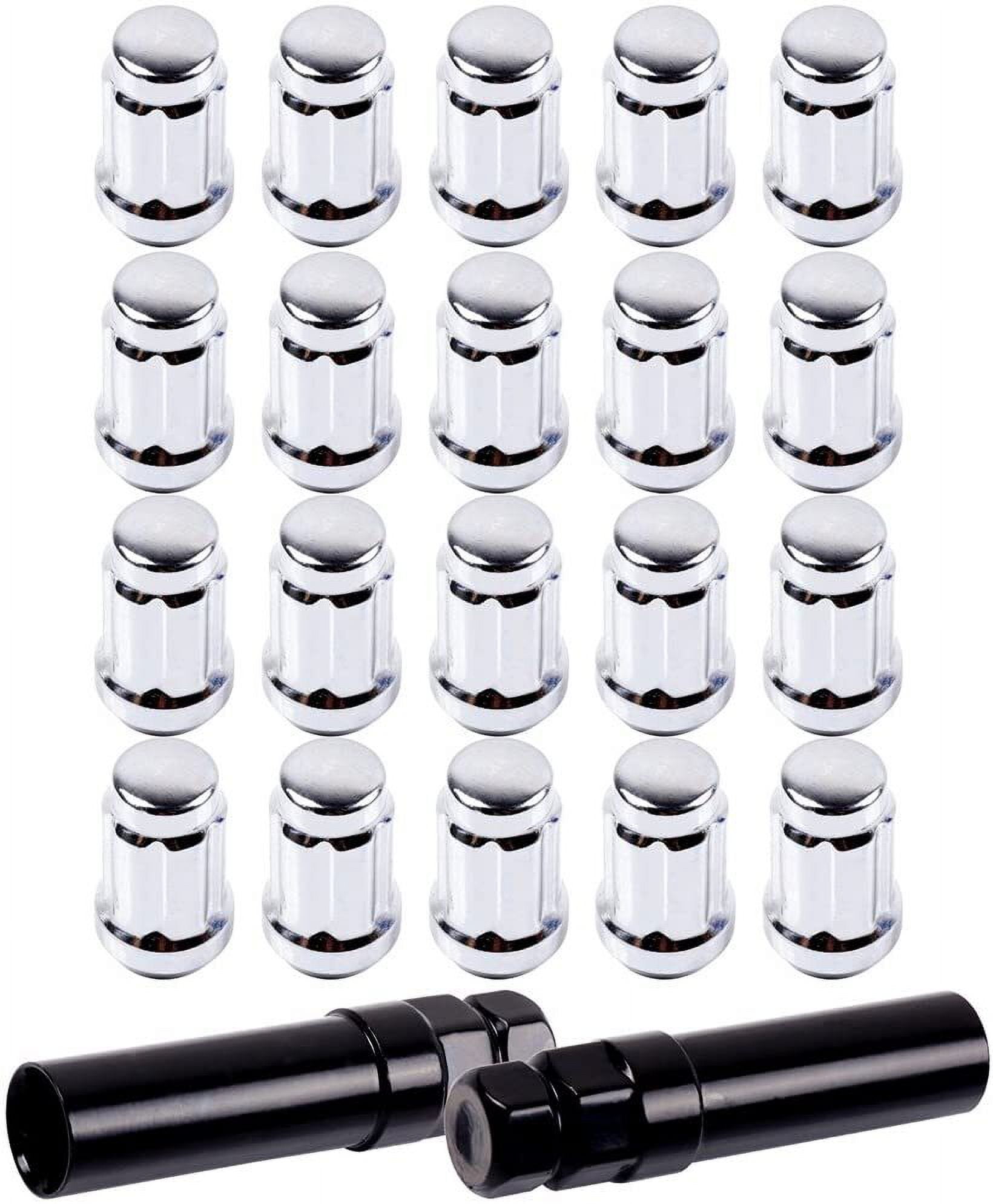 ECCPP Wheel Lug Nuts 20 Pieces +2 Keys 12x1.5 Silver Chrome Spline Bulge Acorn Drive Close End ...