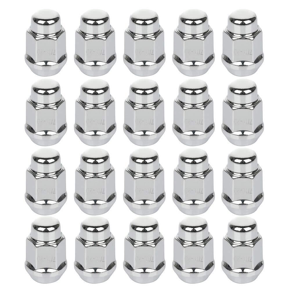 ECCPP Wheel Lug Nuts 20 Pieces 7/16-20 Chrome Plated Bulge Acorn Drive 3/4 Lug Nuts for Chevy ...