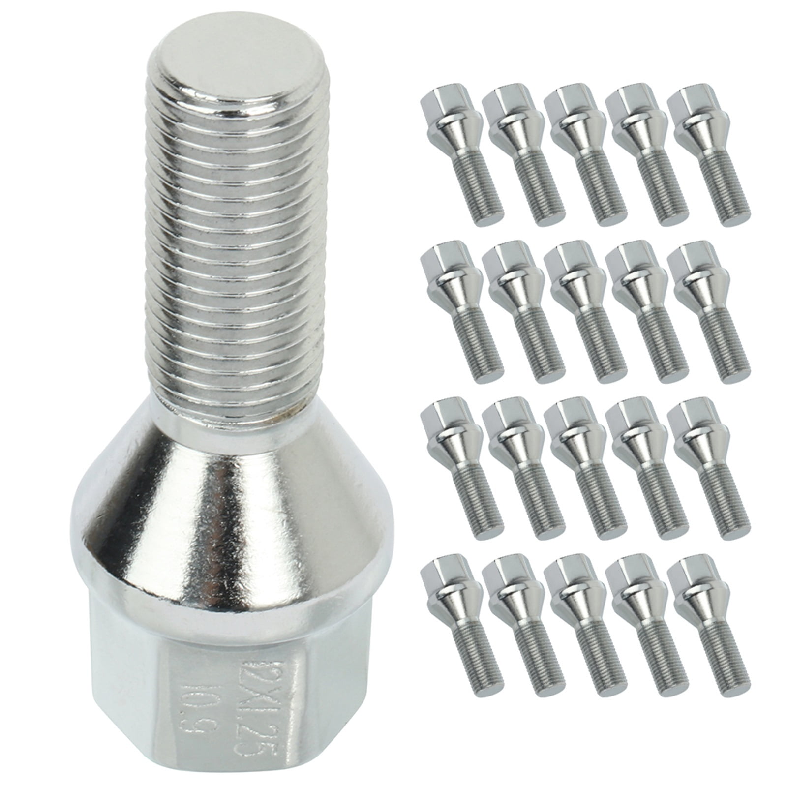 ECCPP Wheel lug nuts M12x1.25 20 Pieces Silver Wheel Lug bolts Shank ...