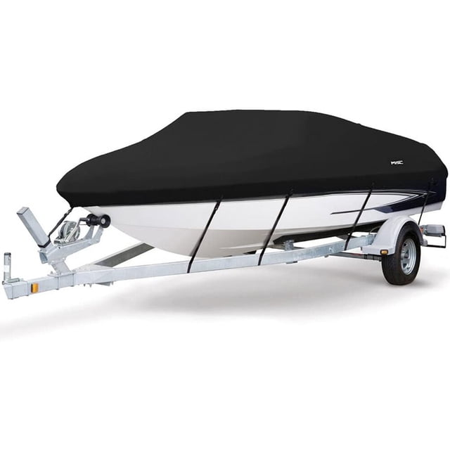 ECCPP black Boat Cover Heavy Duty 600D Watertight Boat Cover Fits All V ...