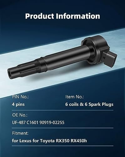 ECCPP ignition coil UF487 ignition coils 6+Spark Plugs 6 for Toyota for ...