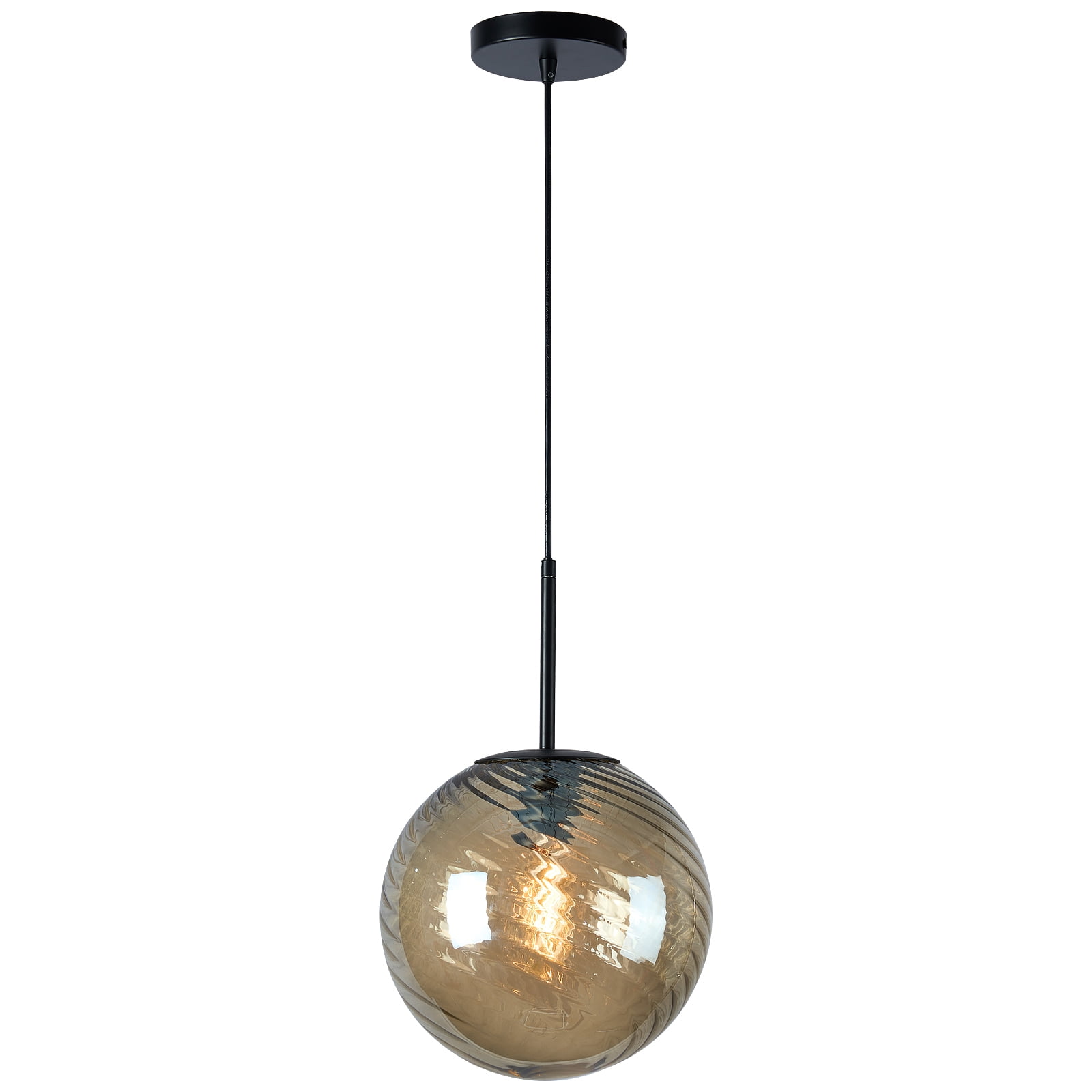 ECD Lighting Amber Glass Globe Pendant LED Light Fixture - E26 Base ...