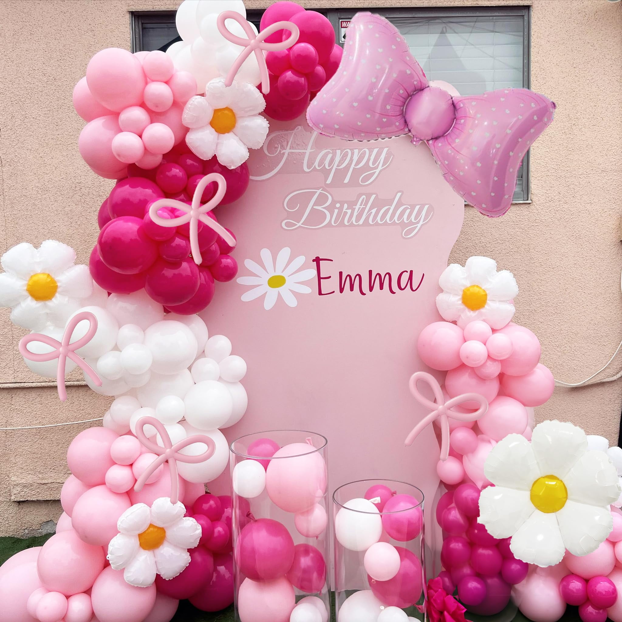 ECEAE 125Pcs Bow Balloon Arch Garland BSL1 Kit with Hot Pink, Pink ...