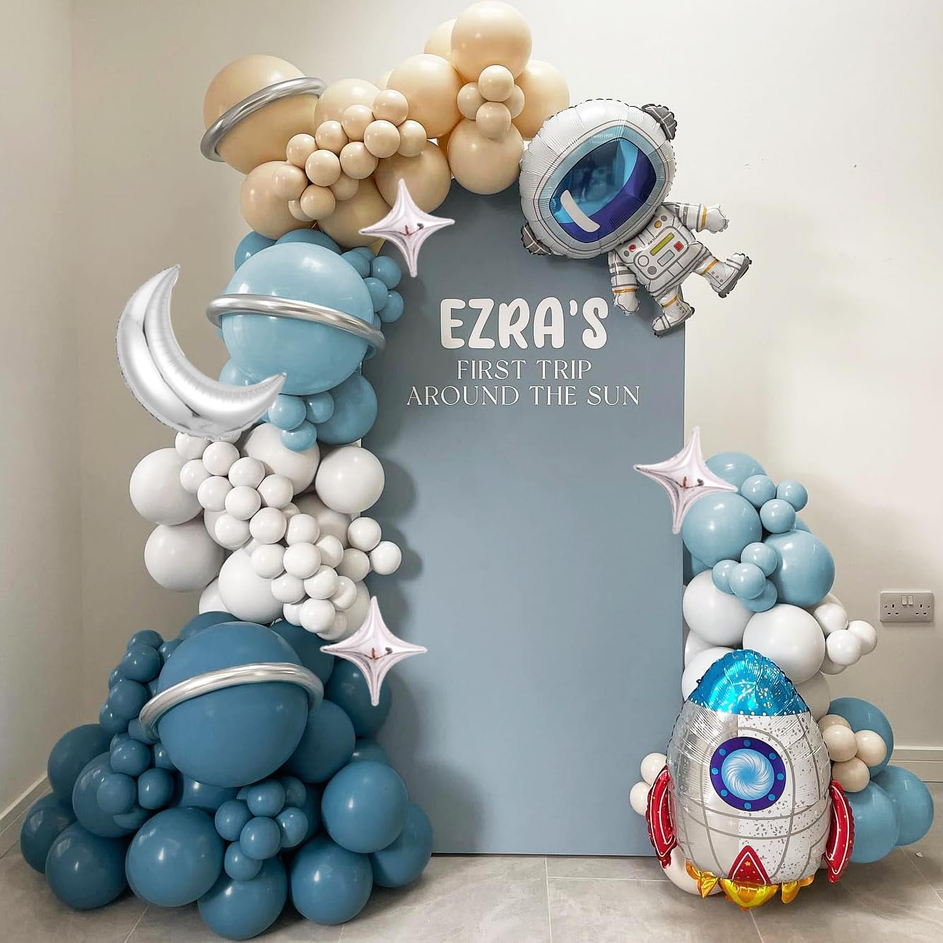 ECEAE 137Pcs Space Balloon Arch Garland AFN1Kit - Dusty Blue Nude White ...