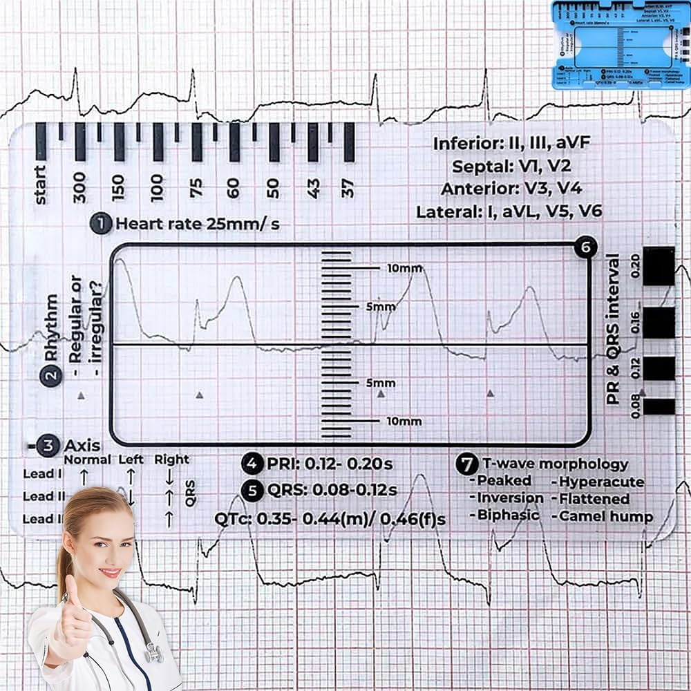 ECG 7 Step Ruler, ECG 7 Step Ruler for ECG/EKG Interpretation,ECG Ruler Measuring Tool ...