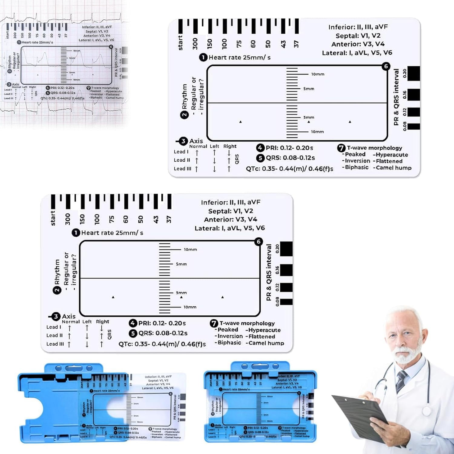 ECG 7 Step Ruler, ECG/EKG 7 Step Ruler Card for ECG/EKG Interpretation ...